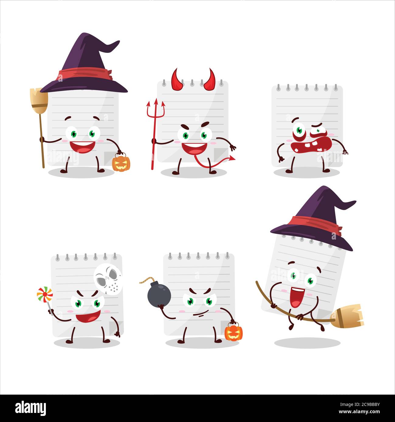 Halloween expression emoticons with cartoon character of sticky notes ...