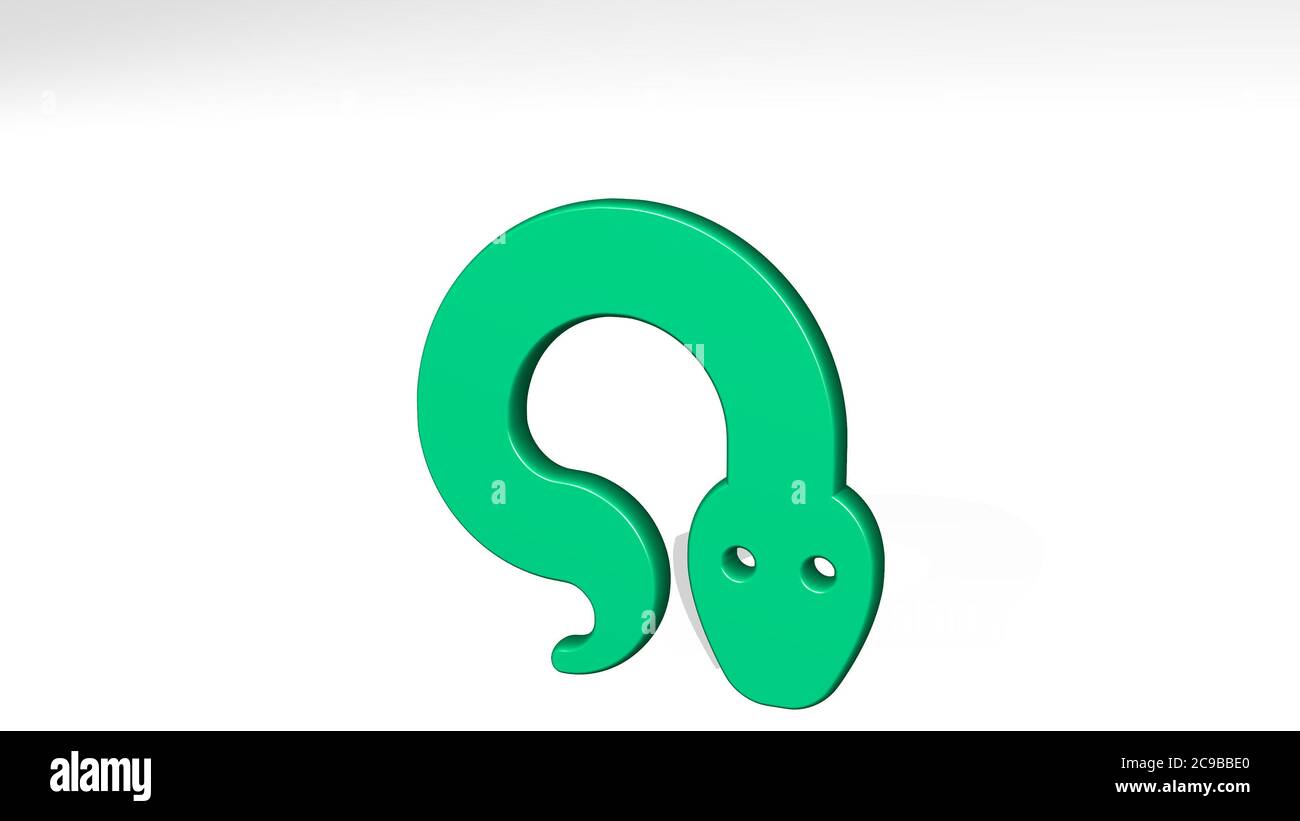 reptile snake from a perspective with the shadow. A thick sculpture ...