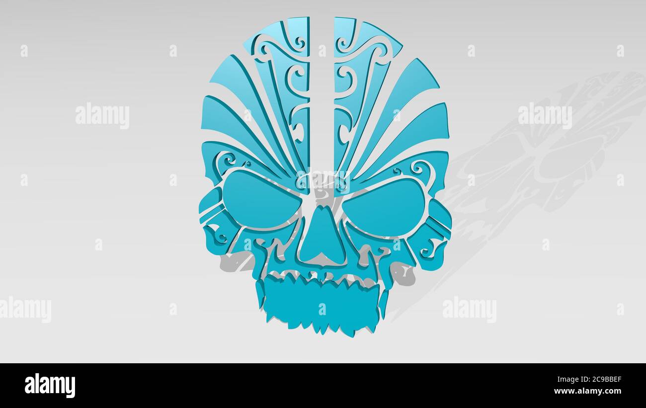 PATTERNED SKELETON made by 3D illustration of a shiny metallic ...