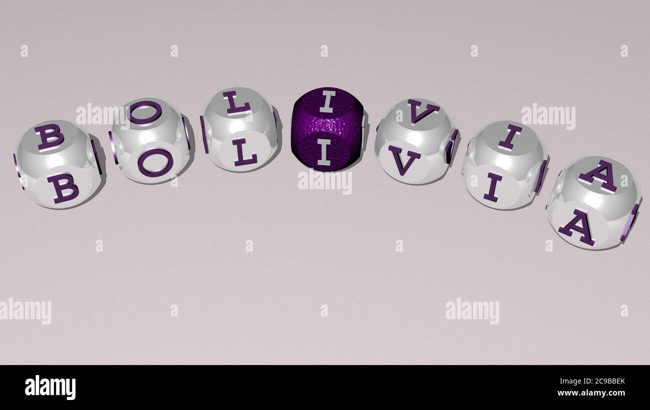 combination of BOLIVIA built by cubic letters from the top perspective ...