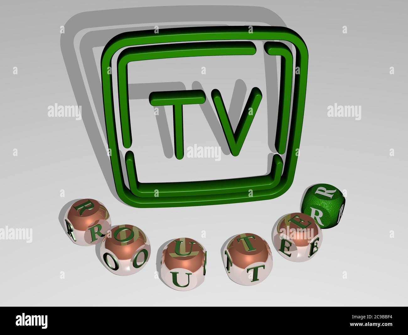 3D graphical image of ROUTER vertically along with text built around ...