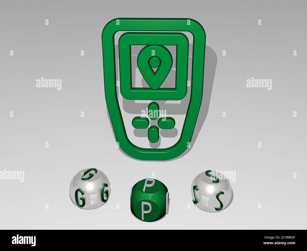3D graphical image of GPS vertically along with text built around the ...