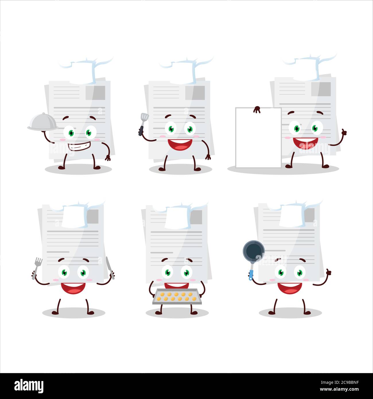 Cartoon character of essay paper with various chef emoticons Stock ...