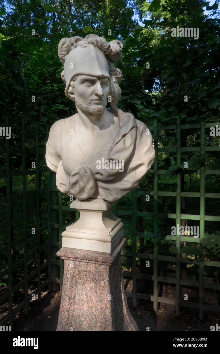 Saint-Petersburg, Russia - July 28, 2019: Marble Sculpture of the roman ...