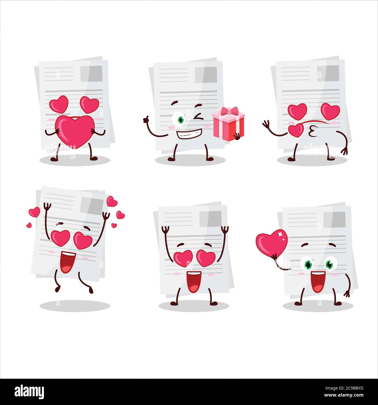 Essay paper cartoon character with love cute emoticon Stock Vector ...