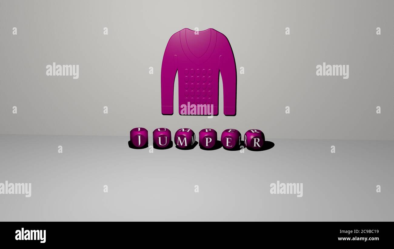 3D representation of jumper with icon on the wall and text arranged by ...
