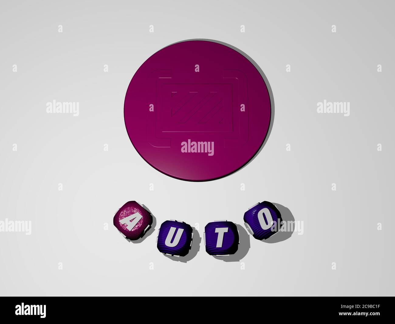3D illustration of auto graphics and text around the icon made by ...