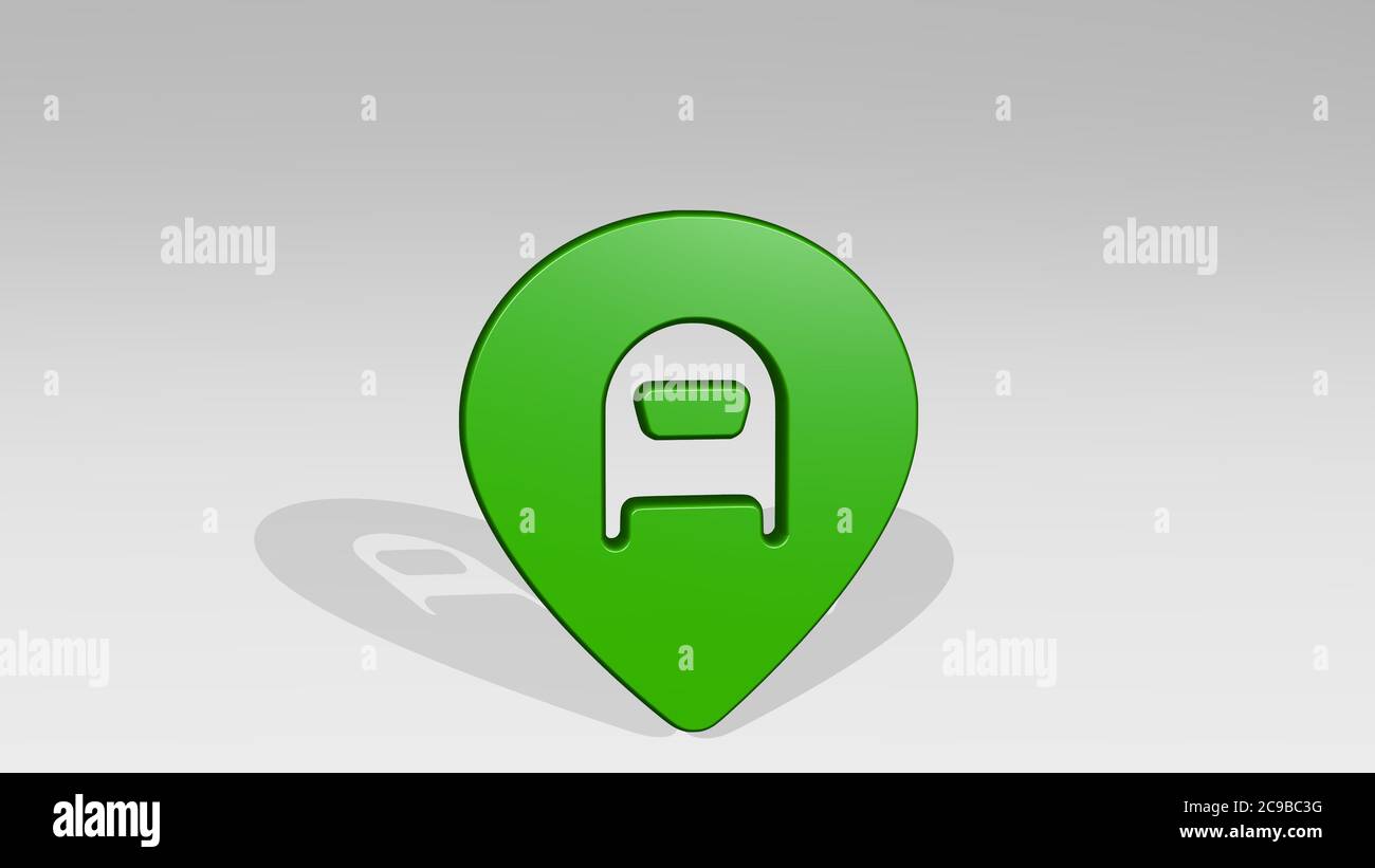 STYLE THREE PIN MAILBOX stand with shadow. 3D illustration of metallic ...