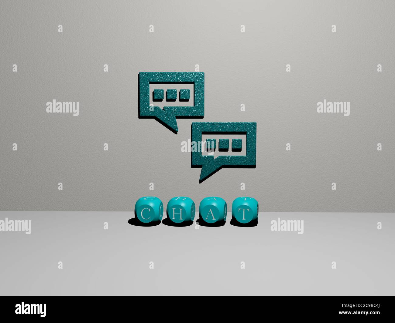 3D graphical image of chat vertically along with text built by metallic ...