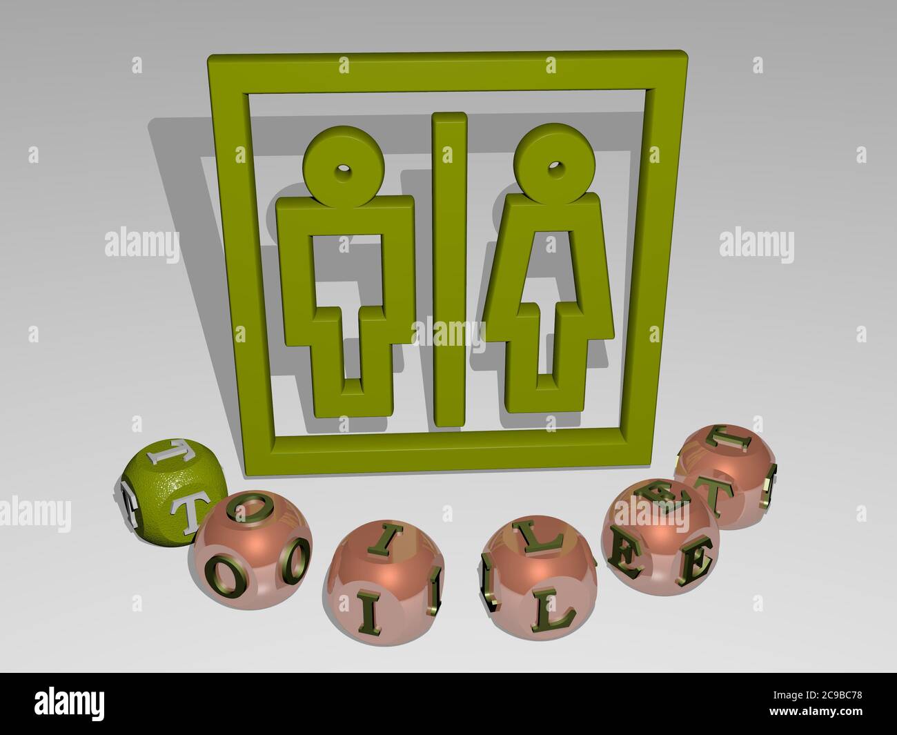3D graphical image of TOILET vertically along with text built around ...