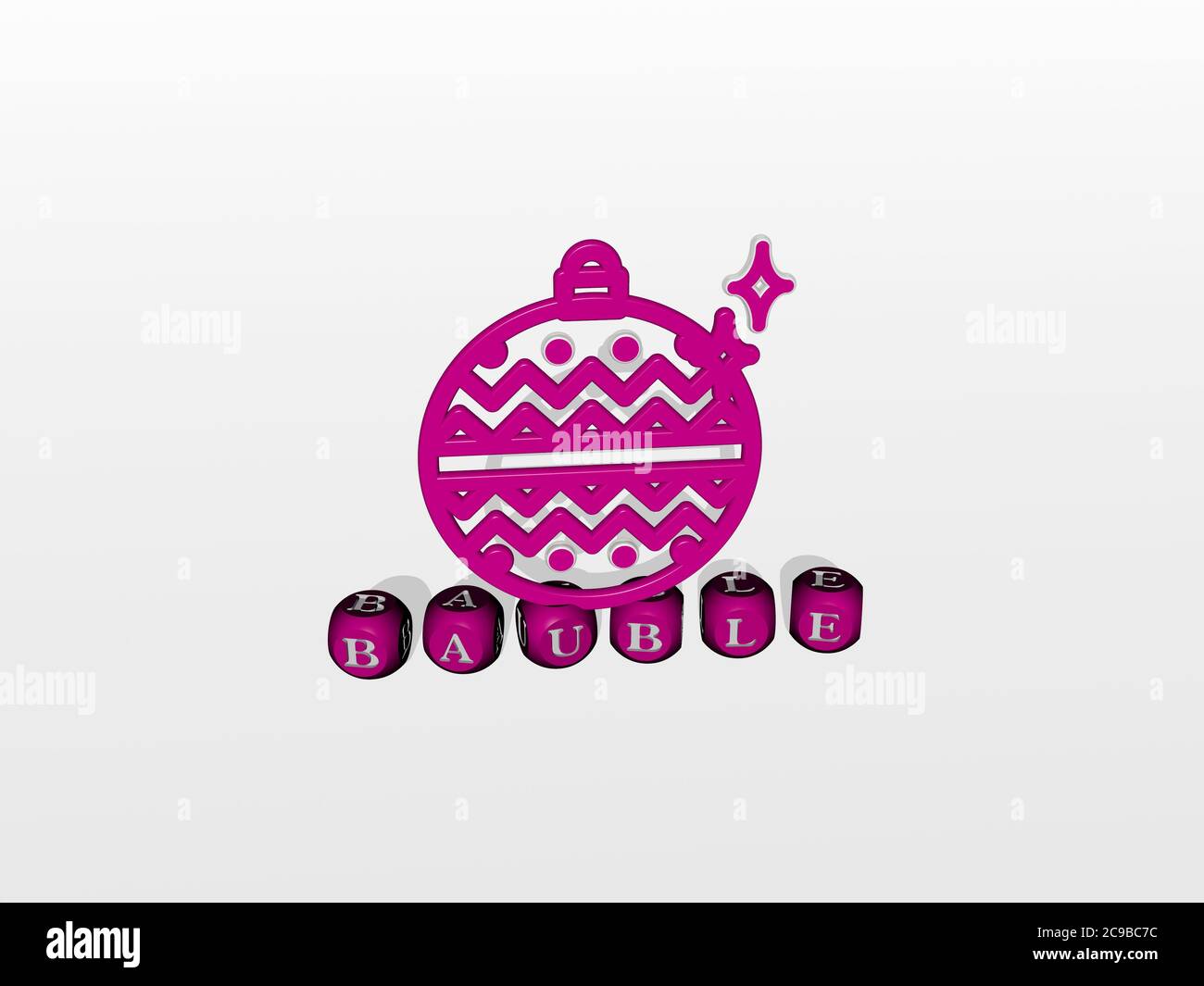 3D illustration of BAUBLE graphics and text made by metallic dice ...