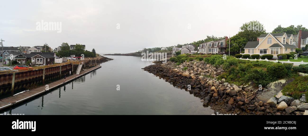 Outlet to the ocean from the marina and fishing harbor at Perkins Cove ...
