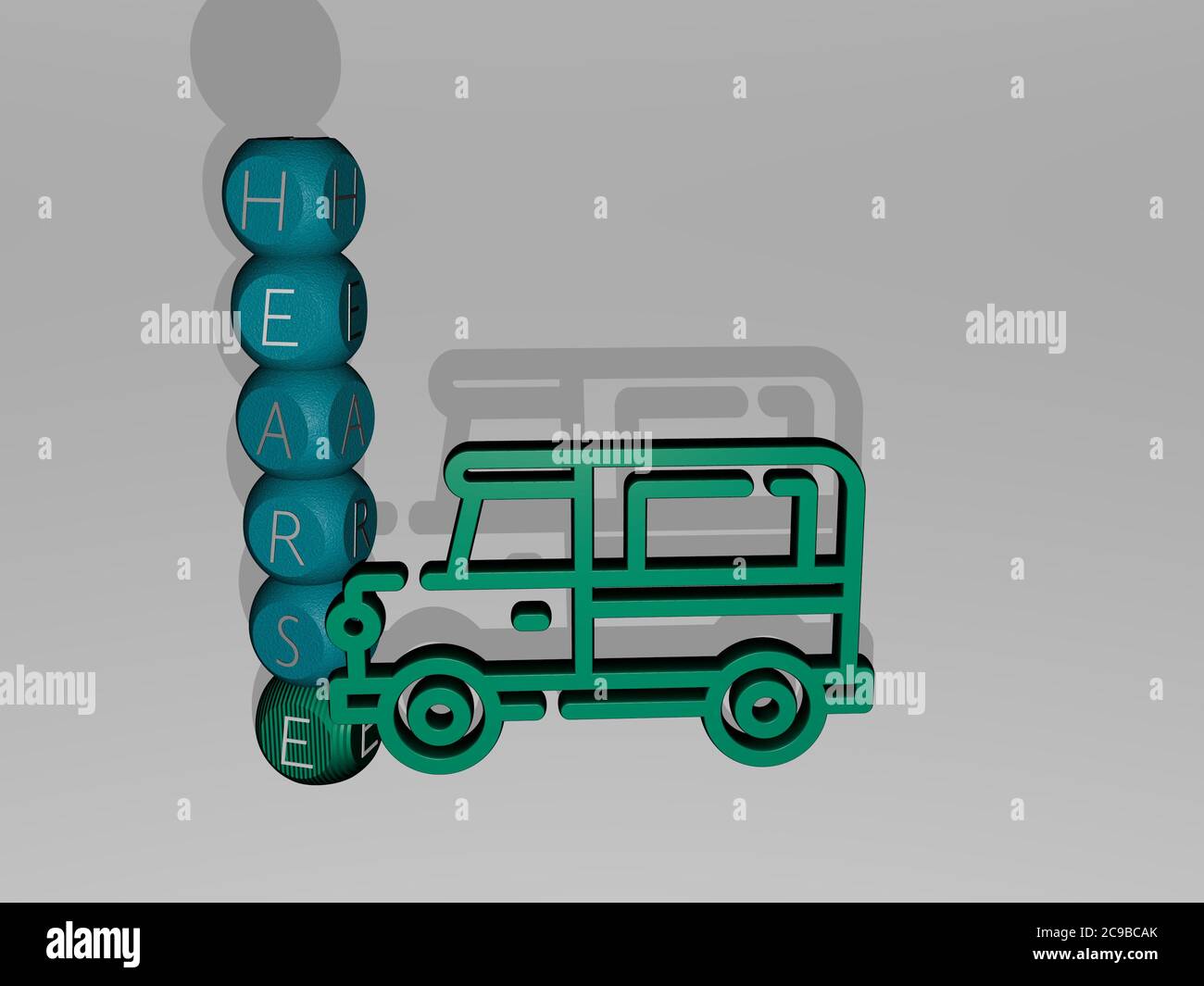 3D graphical image of HEARSE vertically along with text built around ...