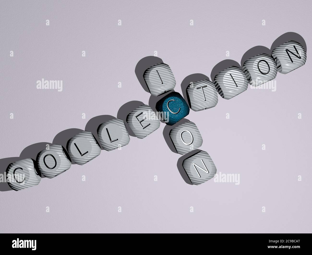 combination of COLLECTION ICON built by cubic letters from the top ...