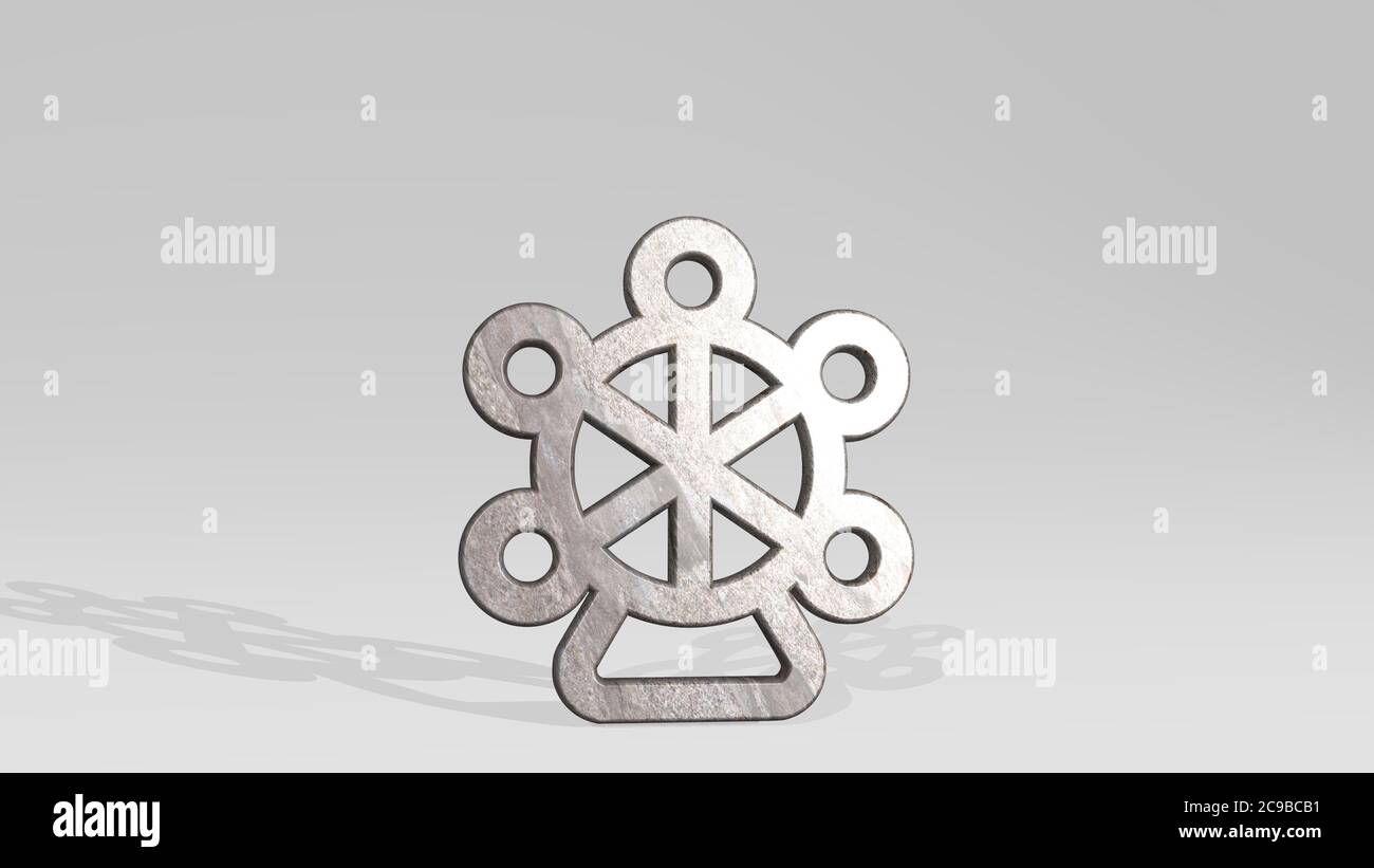 amusement park ferris wheel casting shadow from a perspective. A thick ...