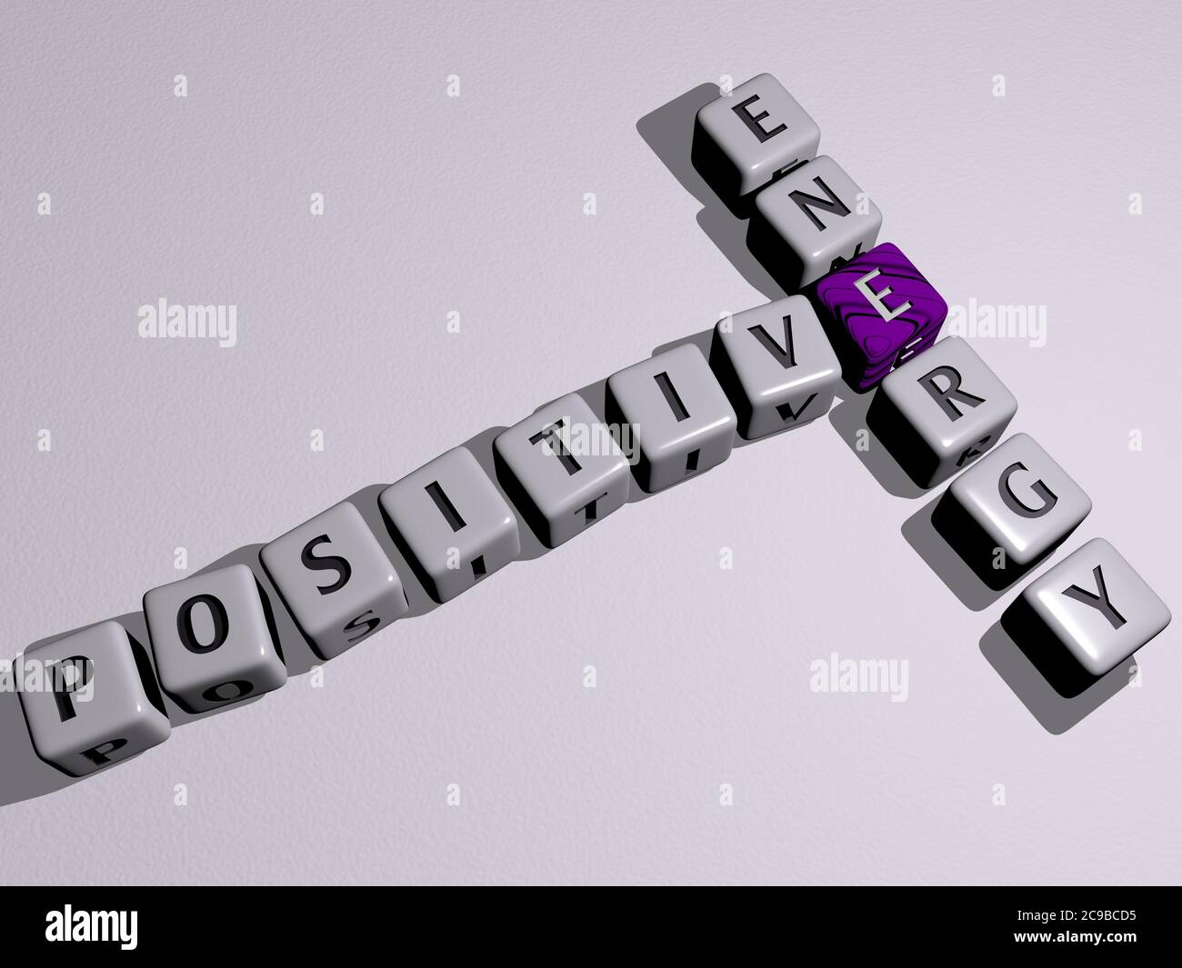 POSITIVE ENERGY combined by dice letters and color crossing for the ...