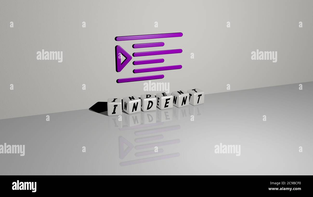 3D illustration of indent graphics and text made by metallic dice ...