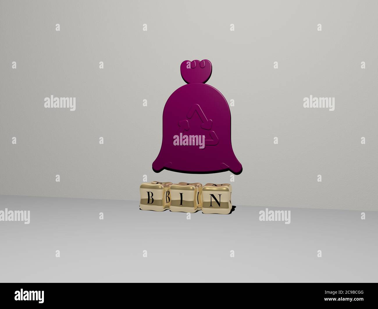 3D illustration of BIN graphics and text made by metallic dice letters ...