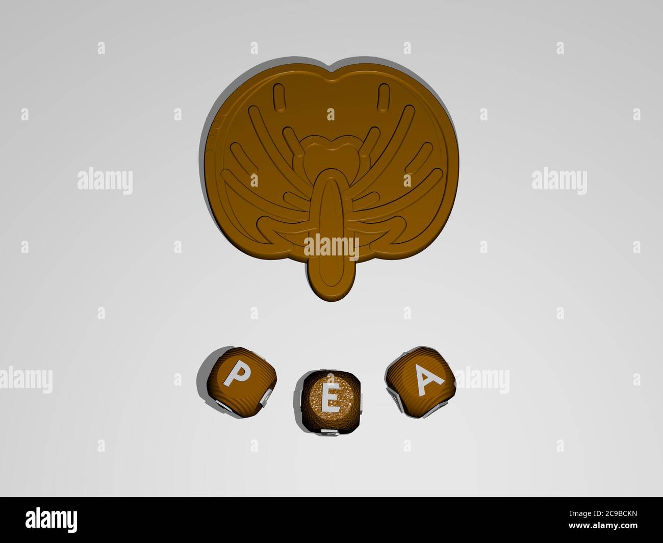 3D representation of pea with icon on the wall and text arranged by ...