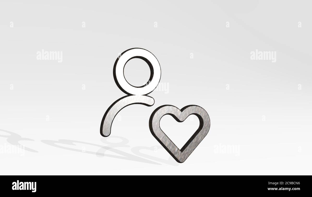 SINGLE NEUTRAL ACTIONS HEART casting shadow with two lights. 3D ...