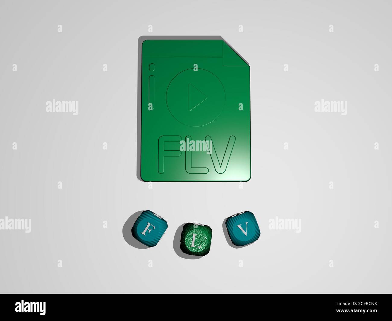 3D illustration of FLV graphics and text around the icon made by ...