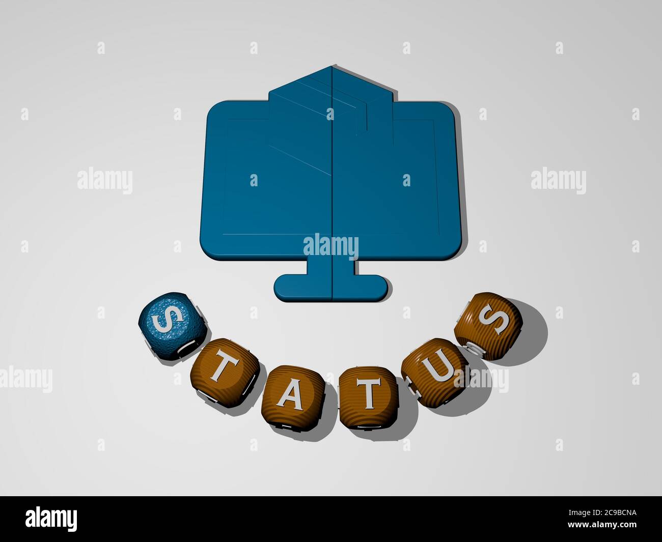 3D illustration of status graphics and text around the icon made by ...