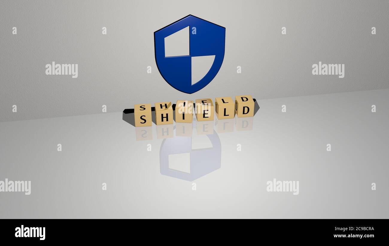 3D representation of SHIELD with icon on the wall and text arranged by ...