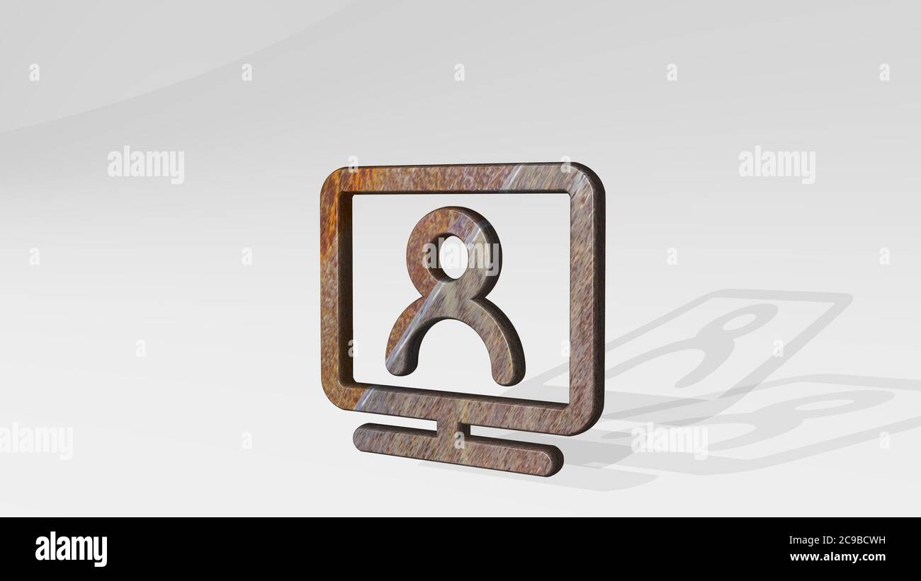 single neutral monitor casting shadow with two lights. 3D illustration ...