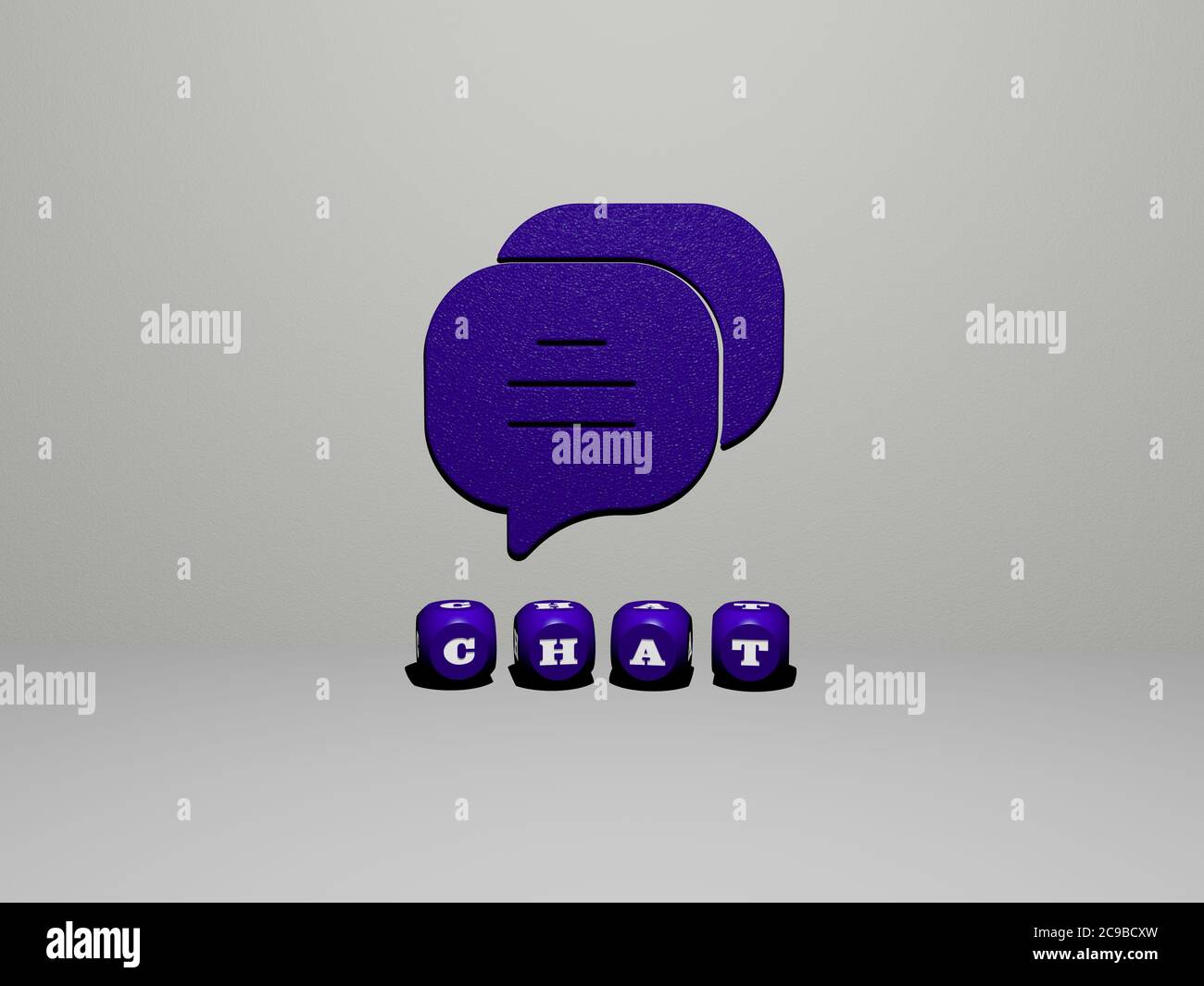 3D representation of CHAT with icon on the wall and text arranged by ...