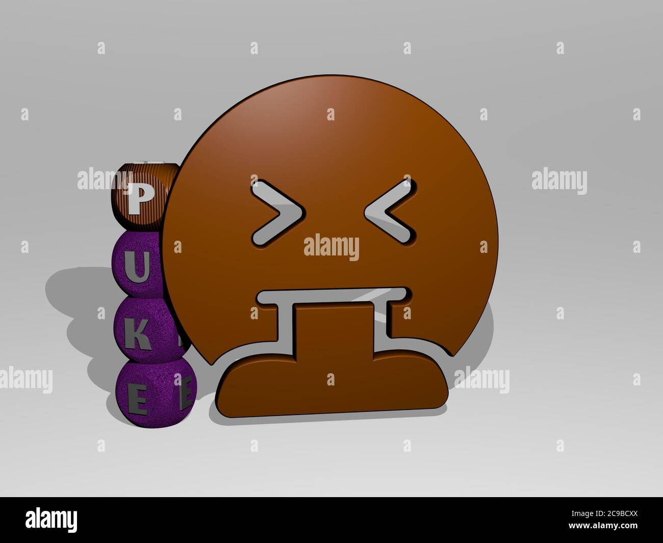 3D illustration of puke graphics and text around the icon made by ...