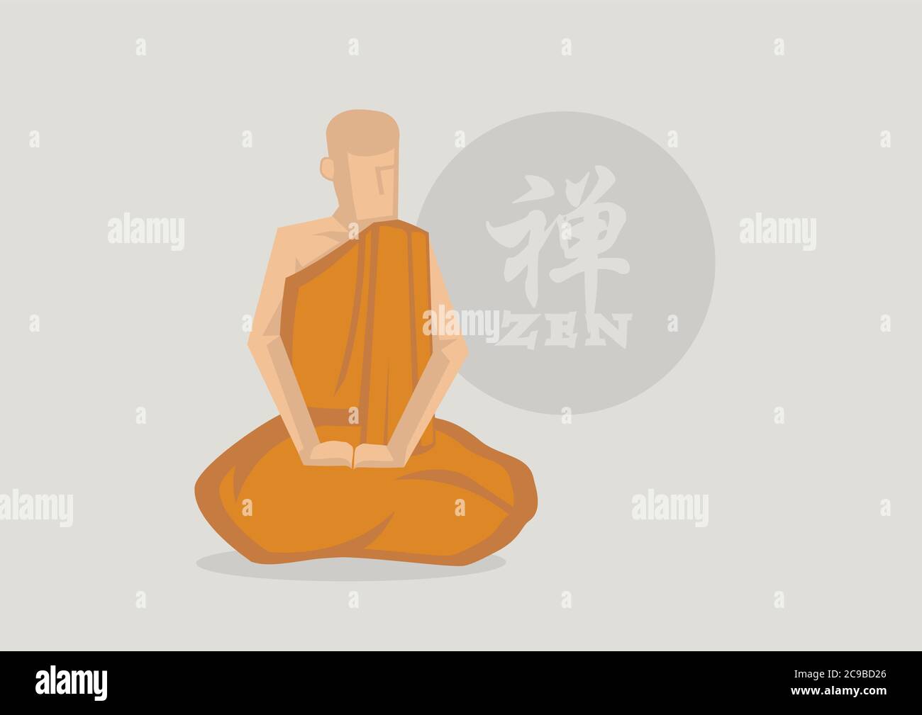 Vector illustration cartoon character of monk wearing saffron robe ...
