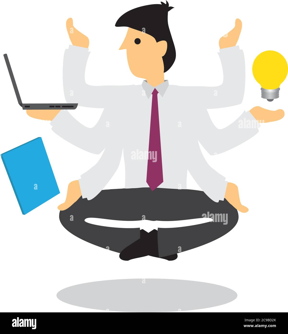 Multi hands businessman guru floating in the air. Concept of corporate ...