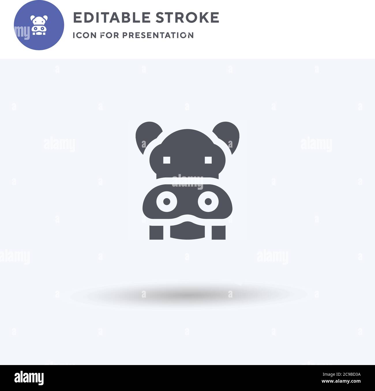 Hippo icon vector, filled flat sign, solid pictogram isolated on white ...