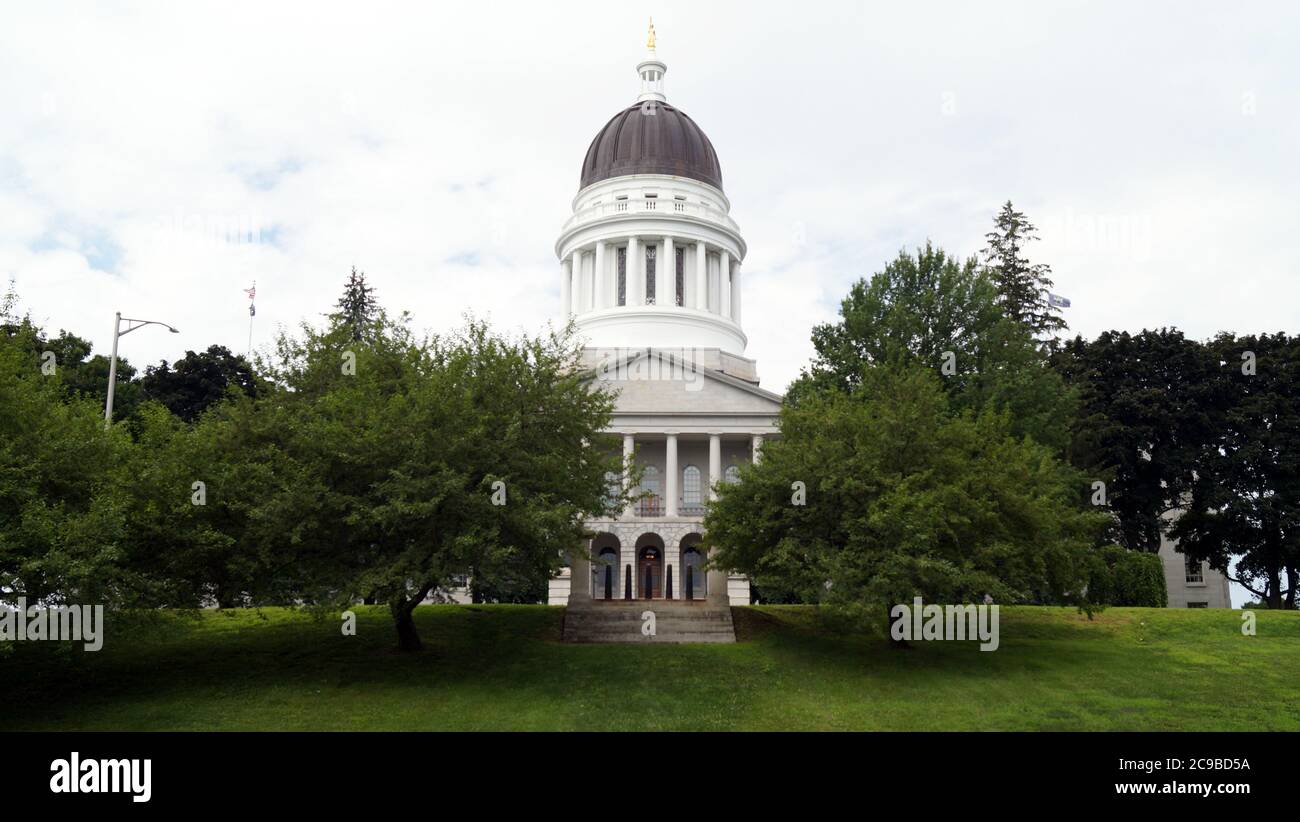 Maine State House, view from the Capitol Park, Augusta, ME, USA Stock ...