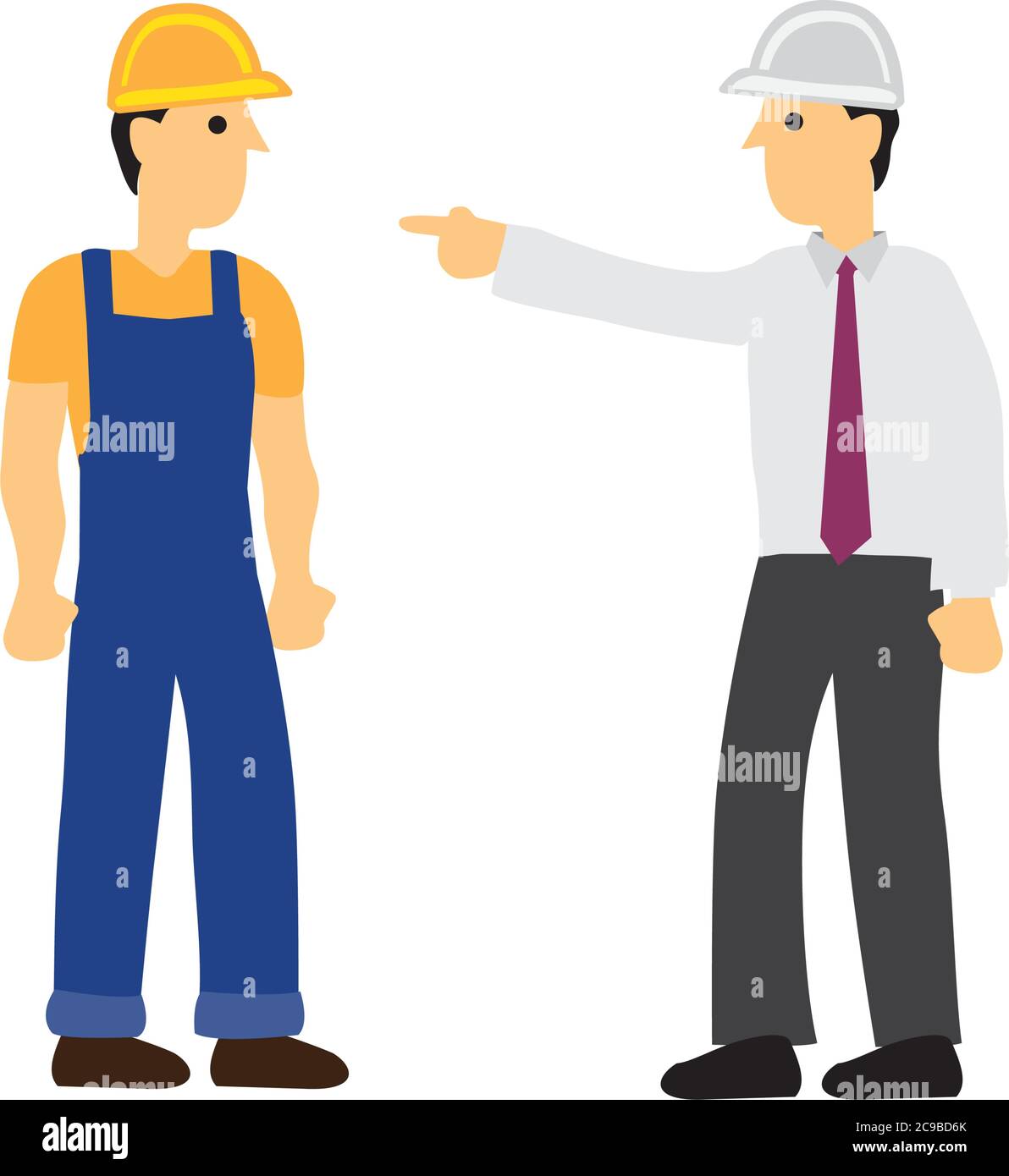 Angry foreman scolding a construction worker. Concept of bad labor ...