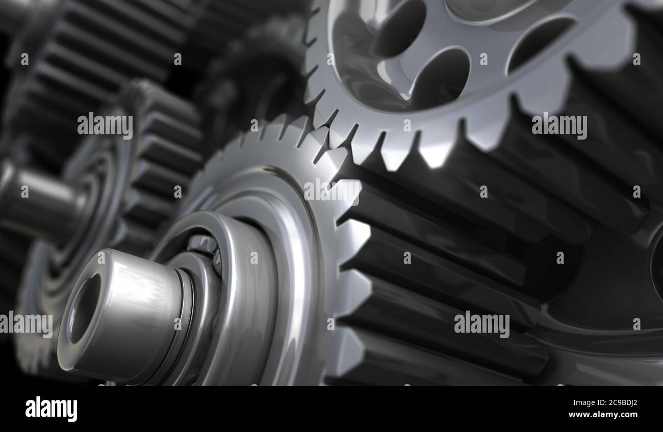 Cogwheels in Work - 3D Rendering Stock Photo - Alamy