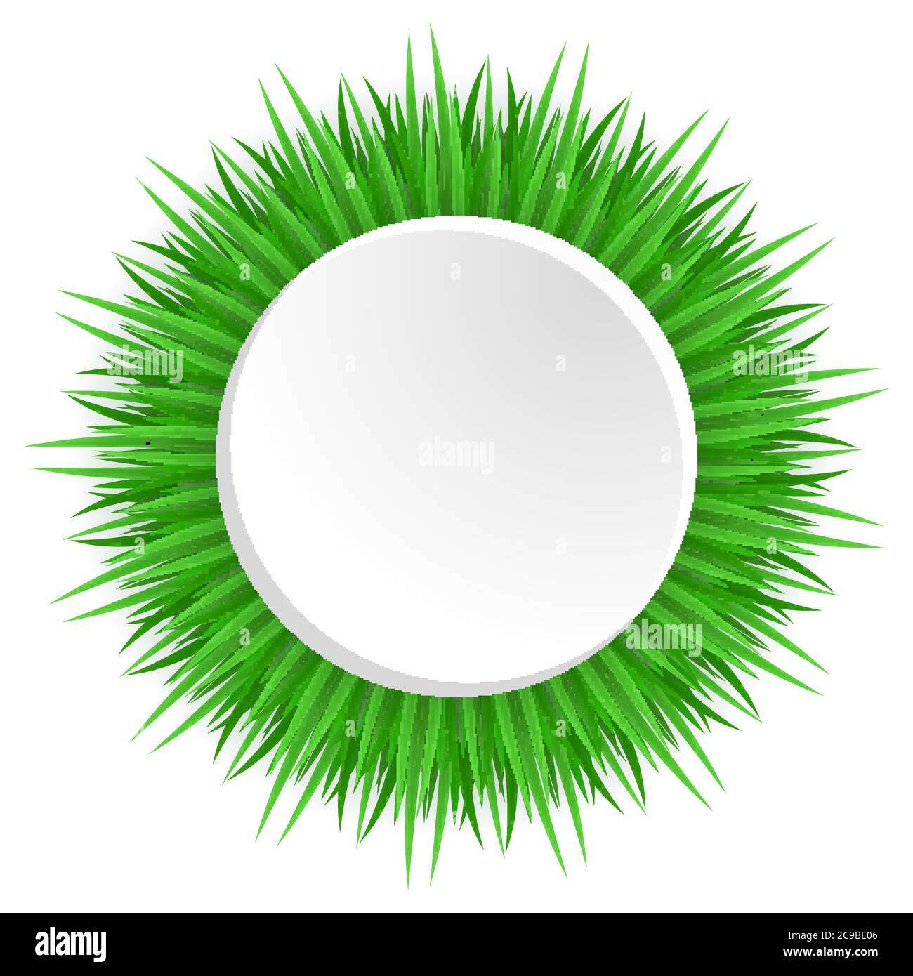 Round frame with realistic grass. Vector element for banners, cards ...