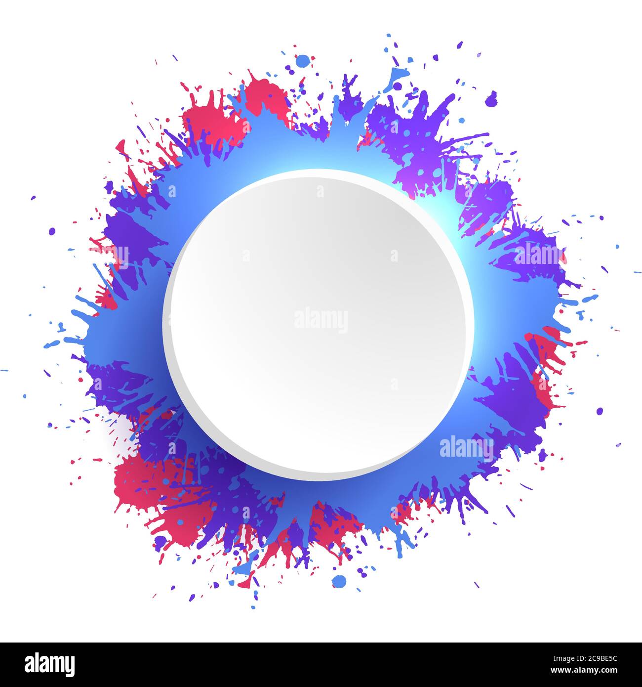 Template round frame with colorful watercolor splashes. Vector element ...