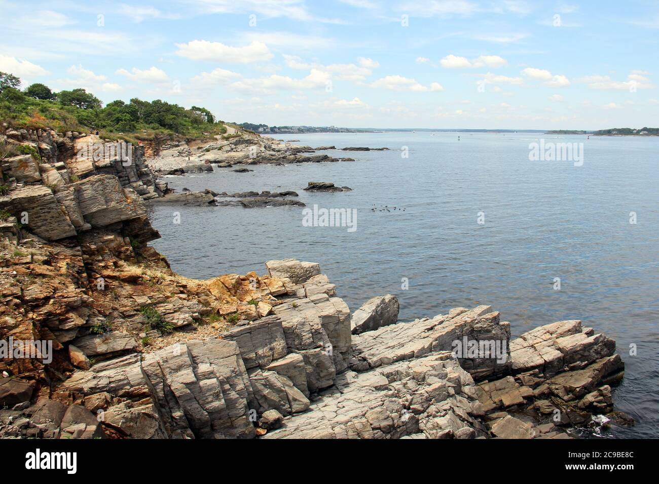Coastal rock formations at Fort Williams, Cape Elizabeth, ME, USA Stock ...