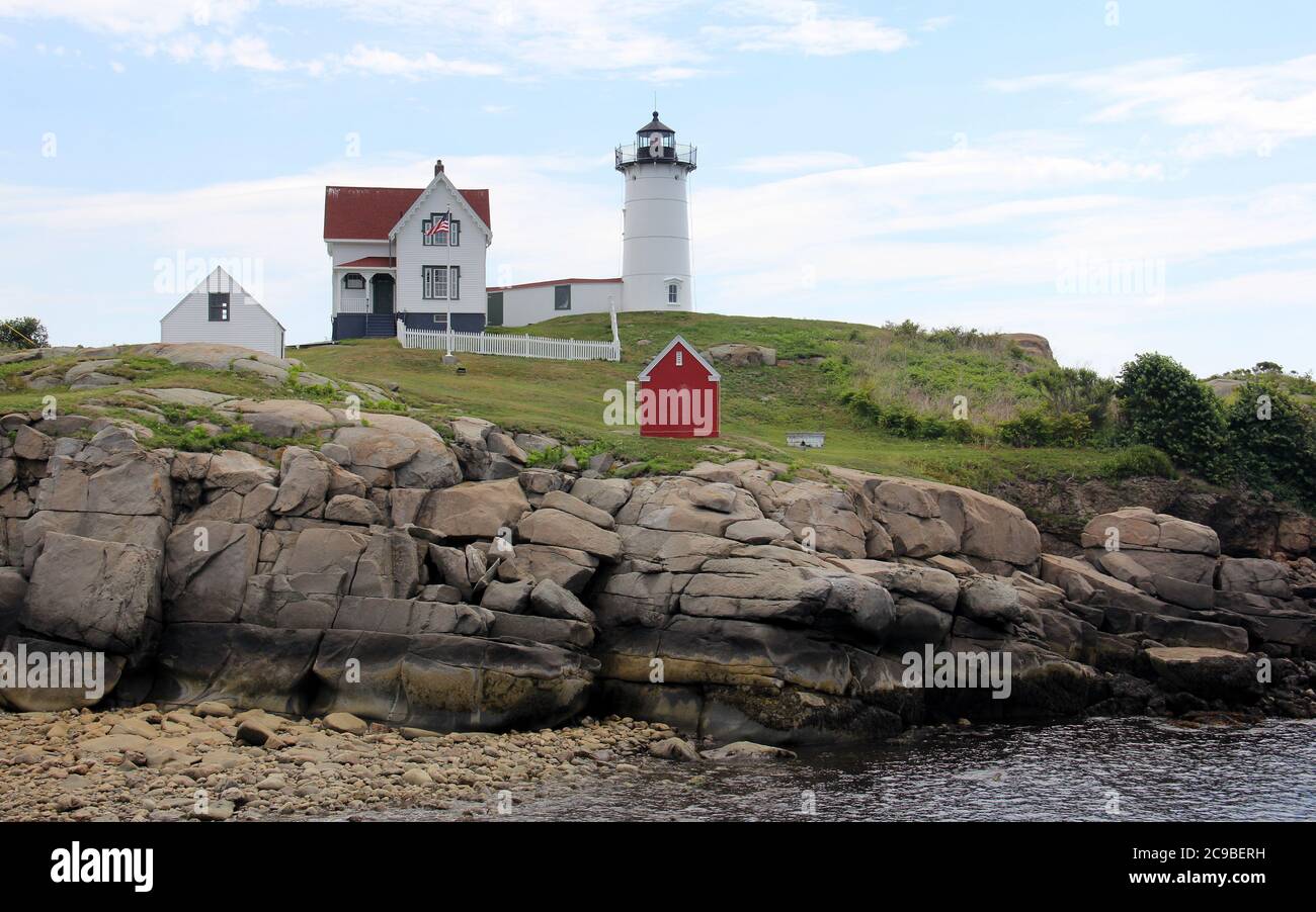 Nubble Lighthouse,19th-century historic lighthouse stands on the island ...