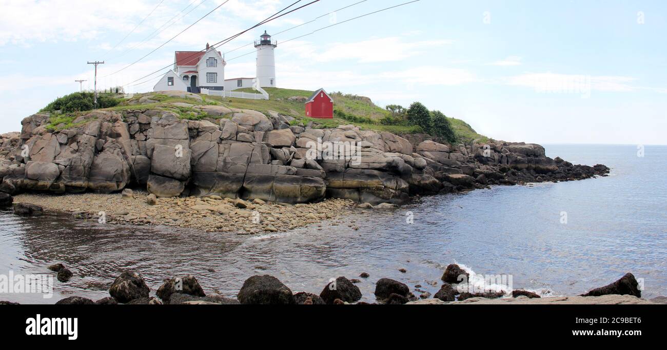 Nubble Lighthouse, 19th-century historic lighthouse stands on the ...