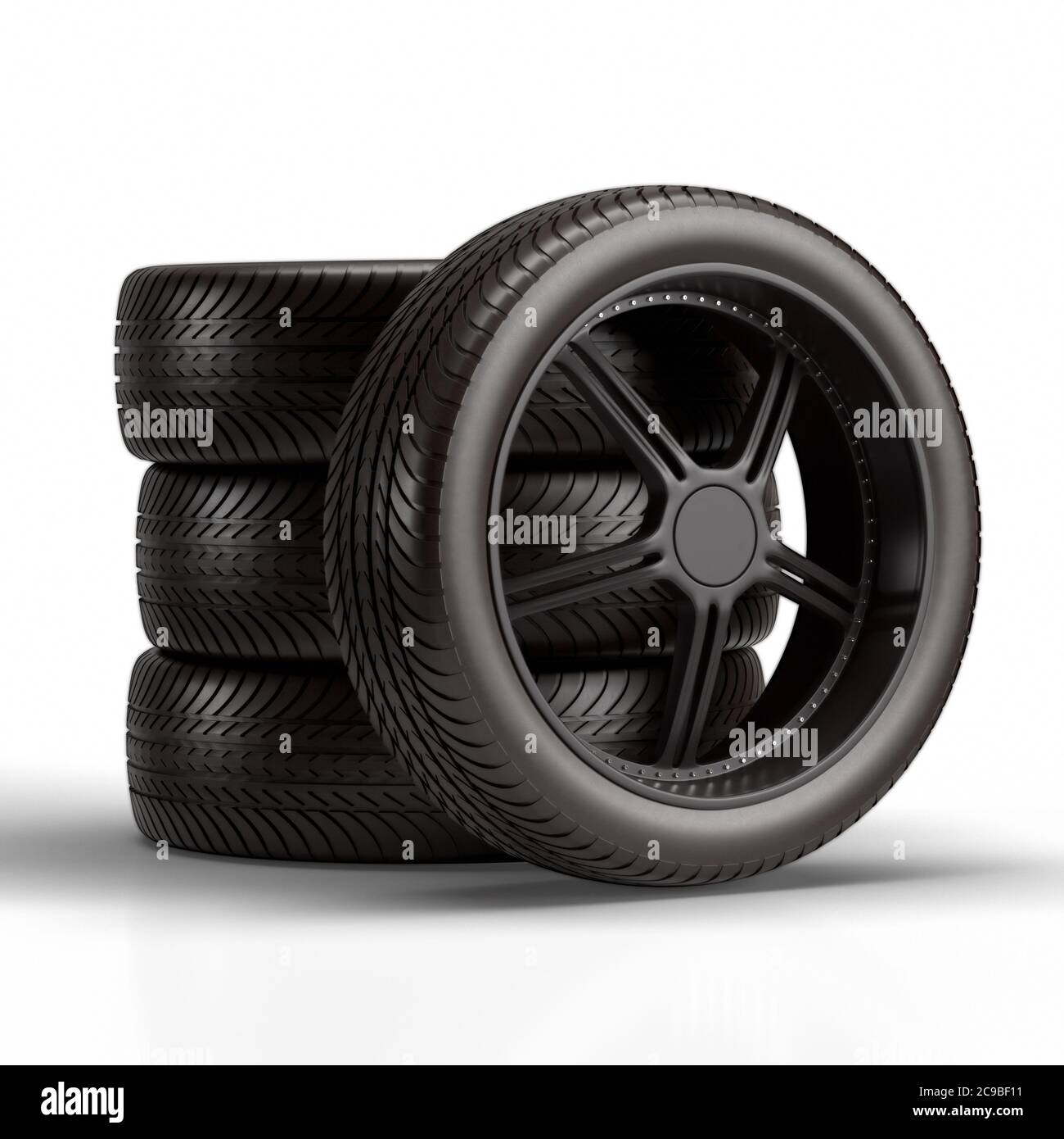 Car wheels isolated on white background. 3D rendering Stock Photo - Alamy