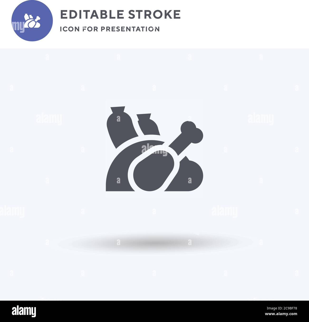 Meat icon vector, filled flat sign, solid pictogram isolated on white ...