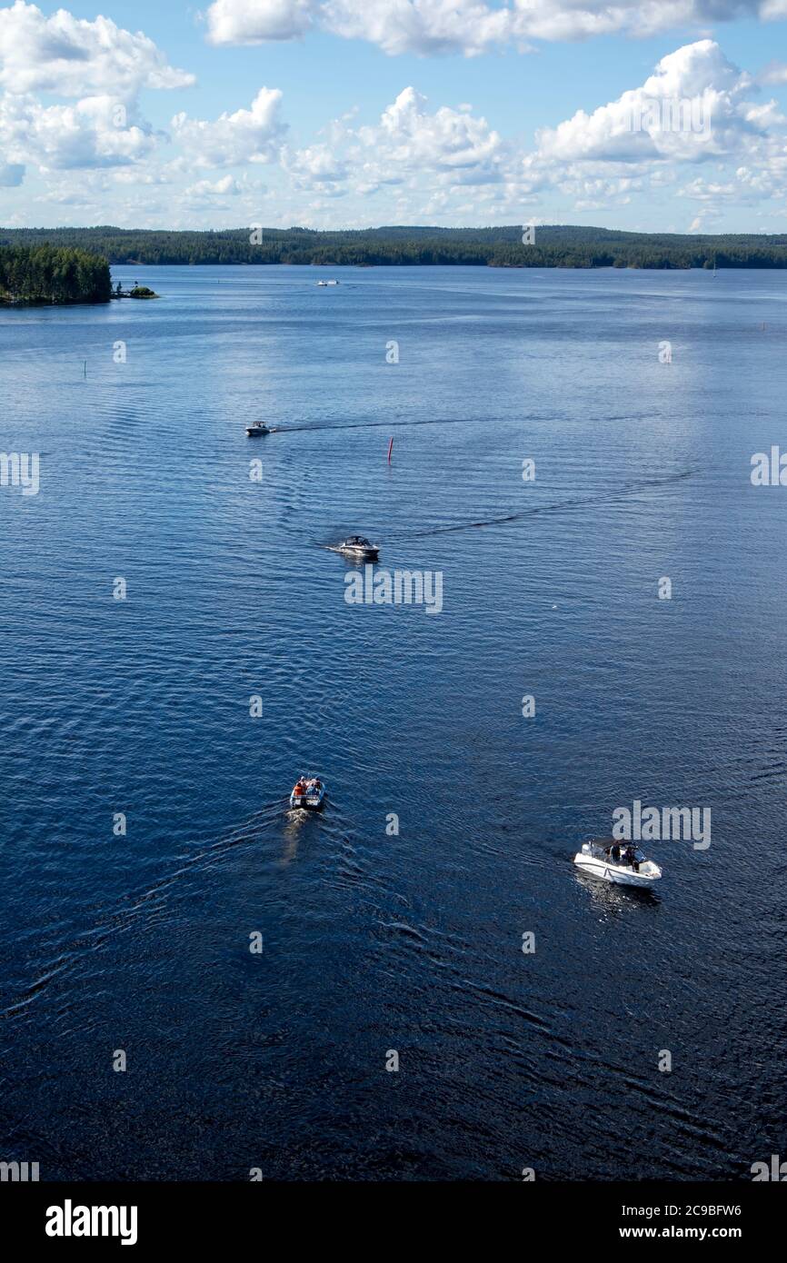motorboats on lake Saimaa in Puumala, Finland Stock Photo - Alamy