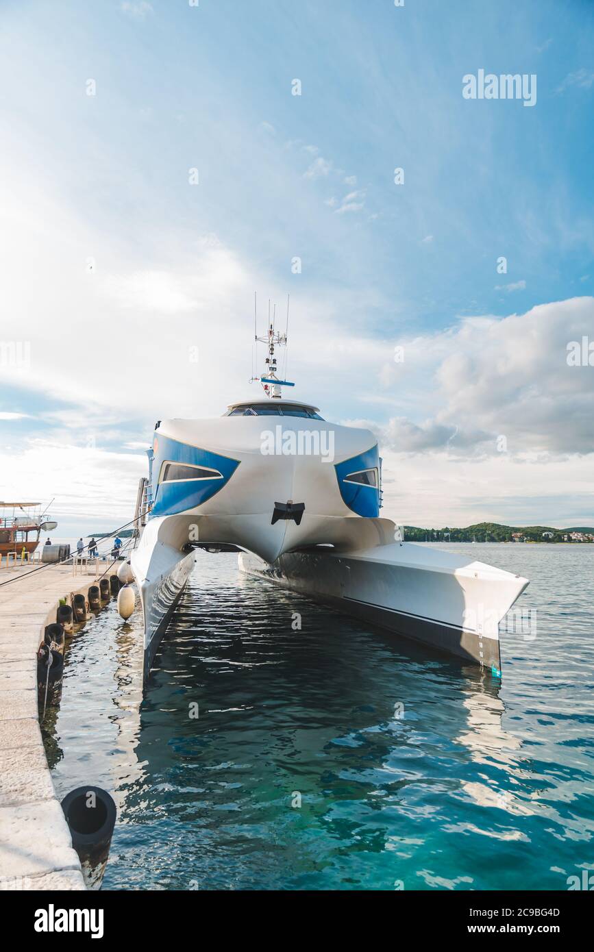 sea catamaran at dock summer sunny day Stock Photo - Alamy