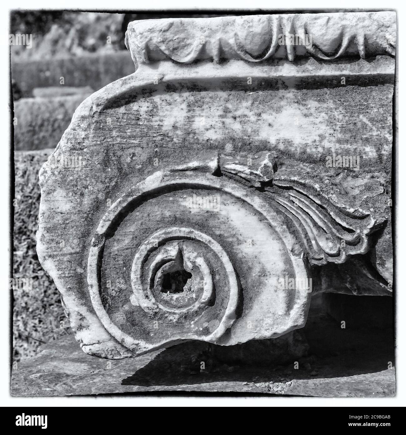 The ruins in Delphi, an archaeological site in Greece at the Mount ...