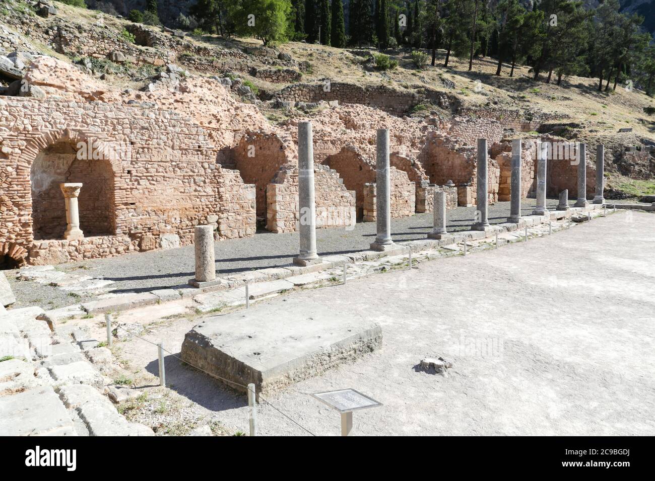The ruins in Delphi, an archaeological site in Greece at the Mount ...