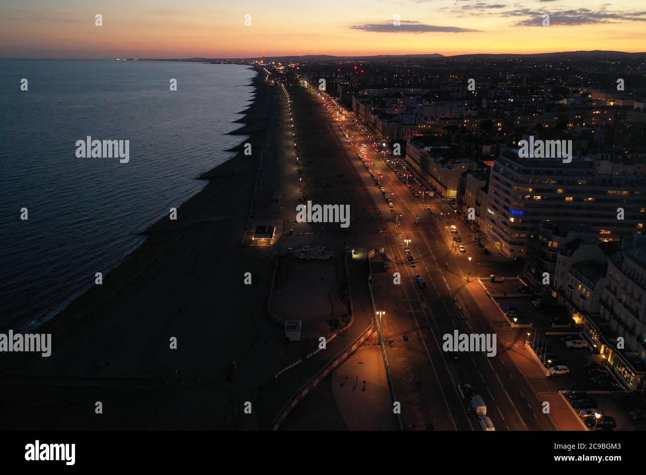 Aerial view of Brighton Seafront at night Stock Photo - Alamy