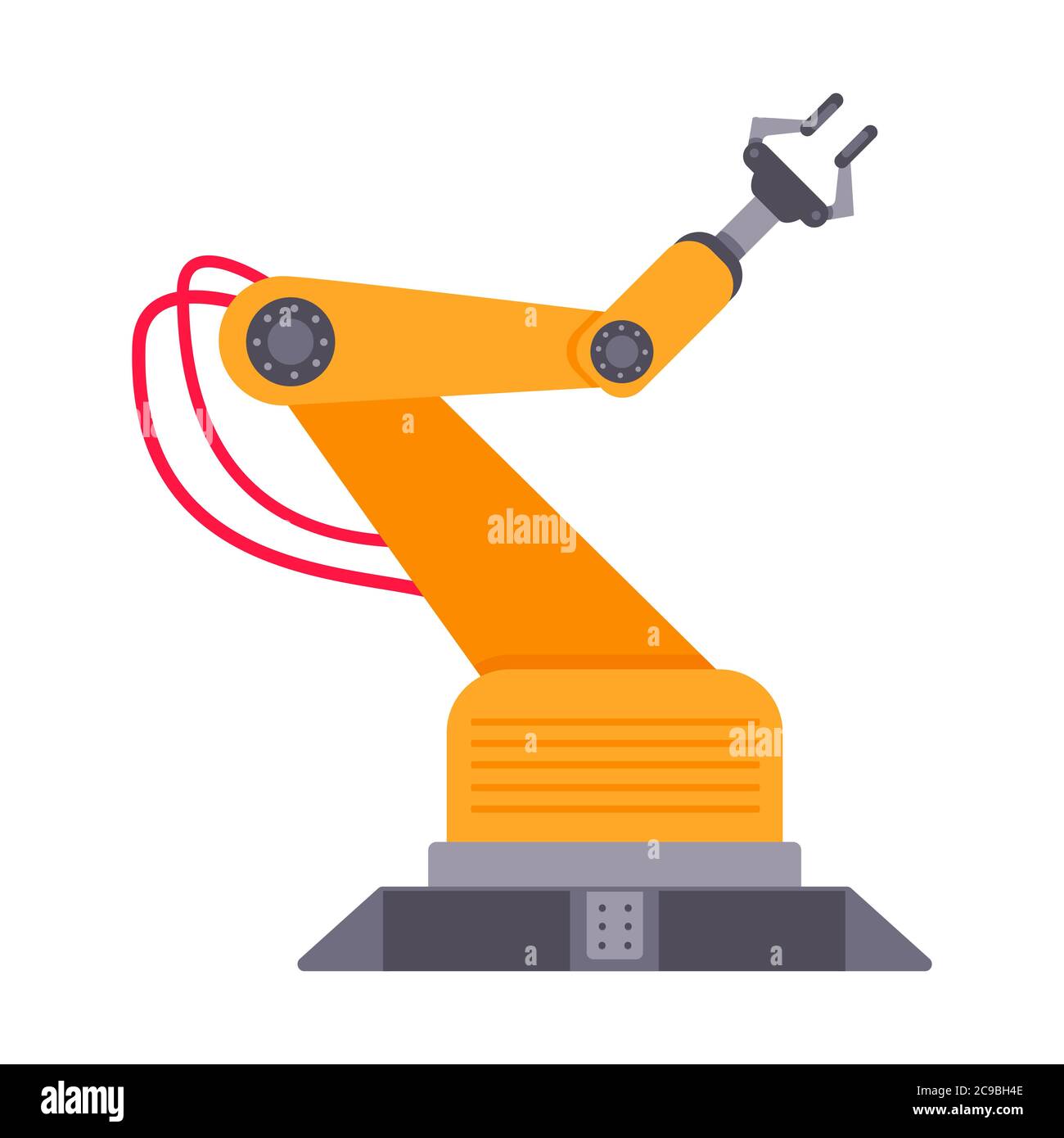 Robotic arm flat style design vector illustration isolated on white background. Robot arm or ...