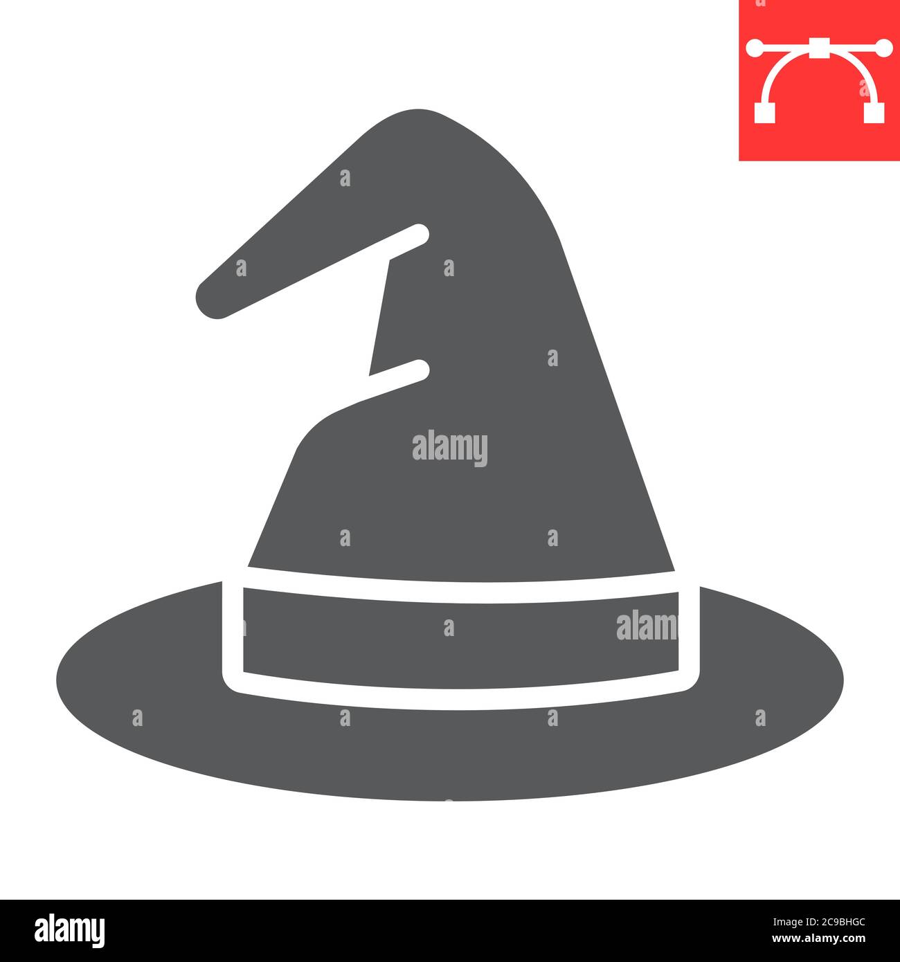 Witch hat glyph icon, halloween and scary, wizard hat sign vector ...